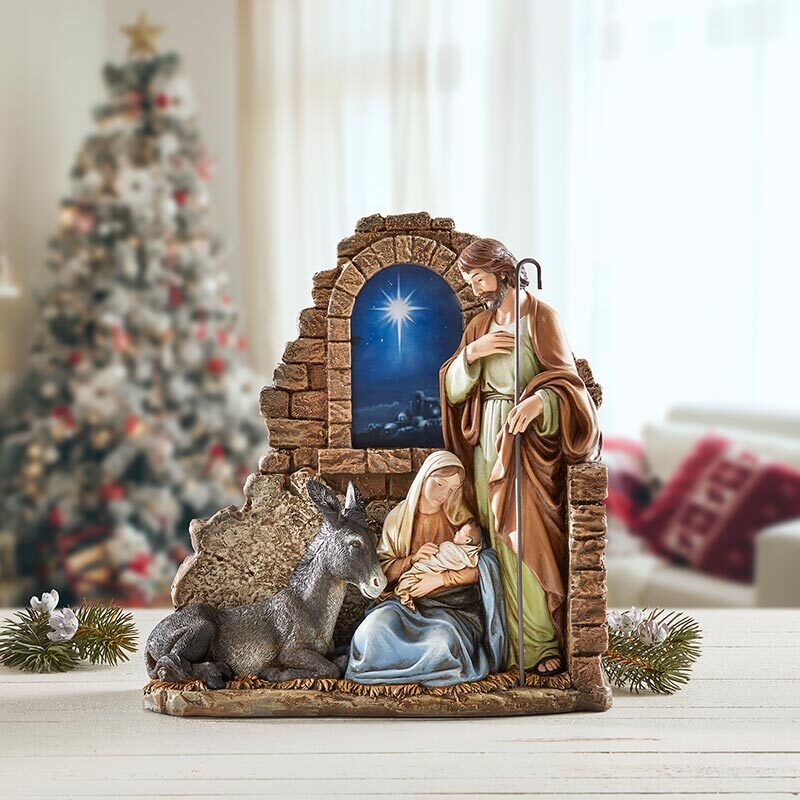 Holy Family Bethlehem Star Nativity Scene Figurine Christmas Home Decor ...