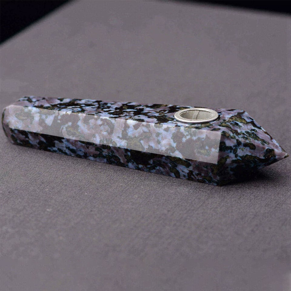 Natural Grey Gabbro Alabaster Quartz Crystal Smoking Pipe Healing Stone ...