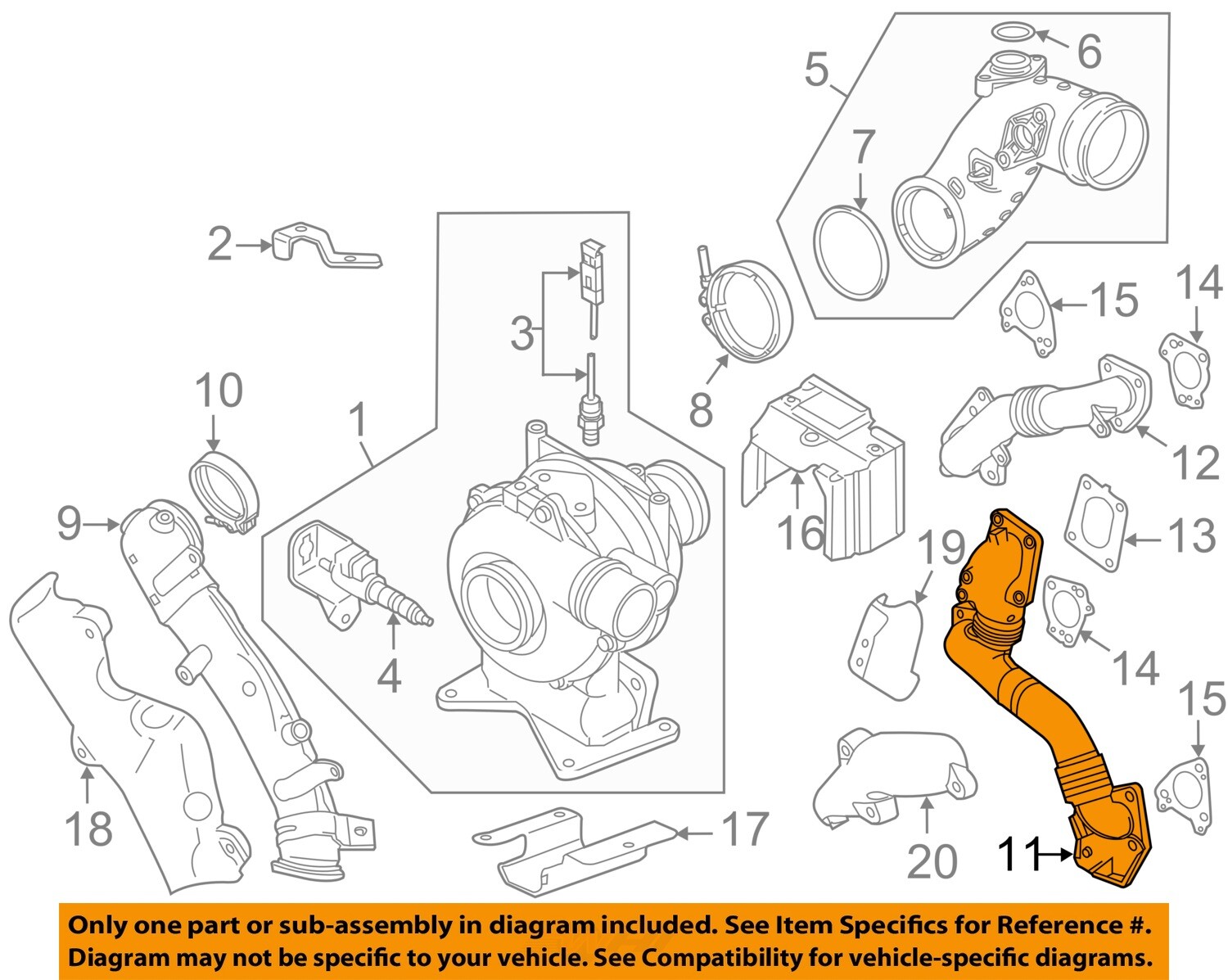 GM OEM 11-16 Sierra 2500 HD Engine Turbocharger Components-Outlet Pipe ...