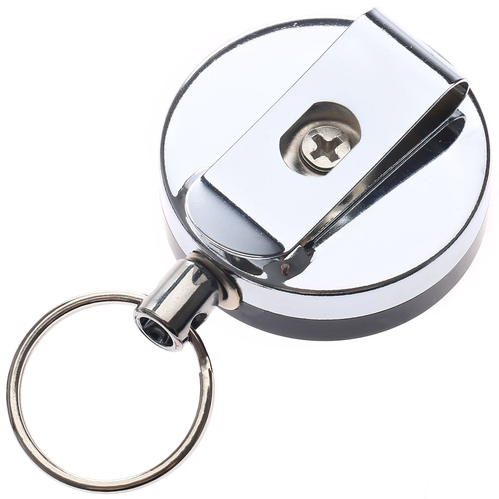 Retractable Card Badge Holder Half Steel Recoil Key Ring Belt Clip Pull ...