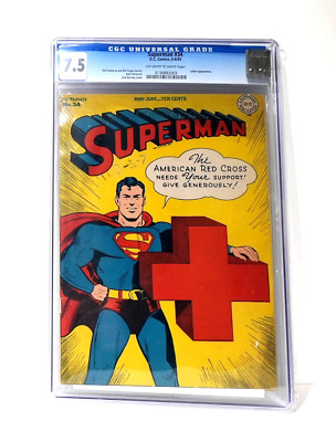 Superman #34 CGC 7.5 Rare Golden Age DC Comic 1945 RED CROSS Cover ...