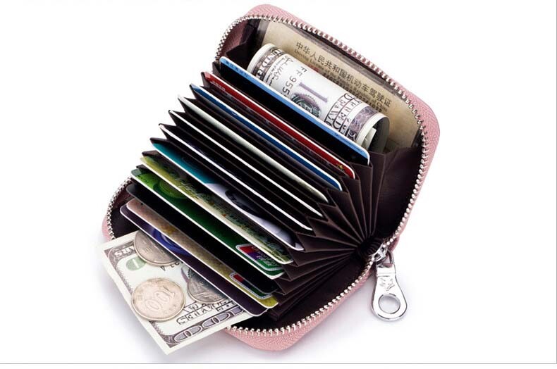 Women's Wallet RFID Genuine Leather Multi Credit Card Holder Zipper ...