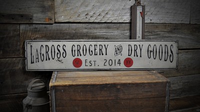 Custom Groceries & Dry Goods Sign -Rustic Hand Made Vintage Wood Sign ...