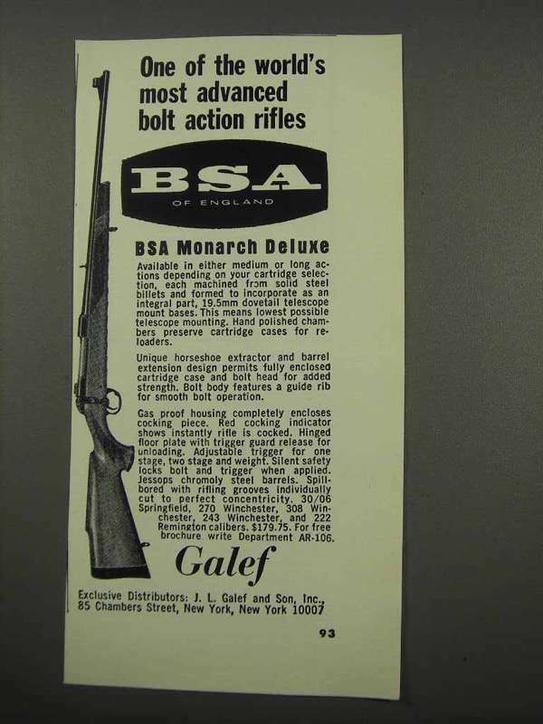 1966 BSA Monarch Deluxe Rifle Ad - Advanced Bolt Action | eBay