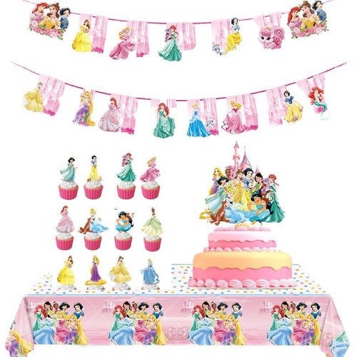 Disney Princess Birthday Party Table Cloth Bunting Cake & Cupcake ...