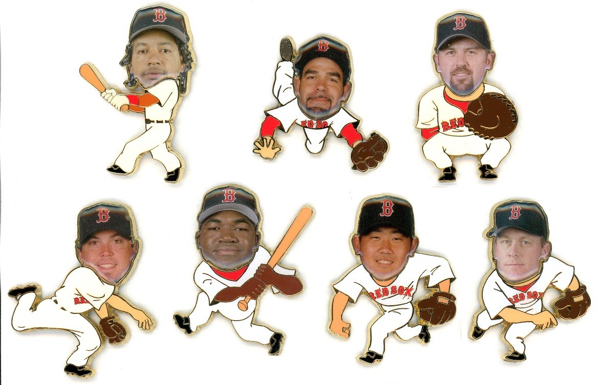 Red Sox Big Head Pin Choice 7 Pins Ramirez Schilling Ortiz Varitek Dice ...