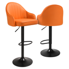 Set of 2 Swivel Bar Stool Counter Height Pub Seat Orange Adjustable ...