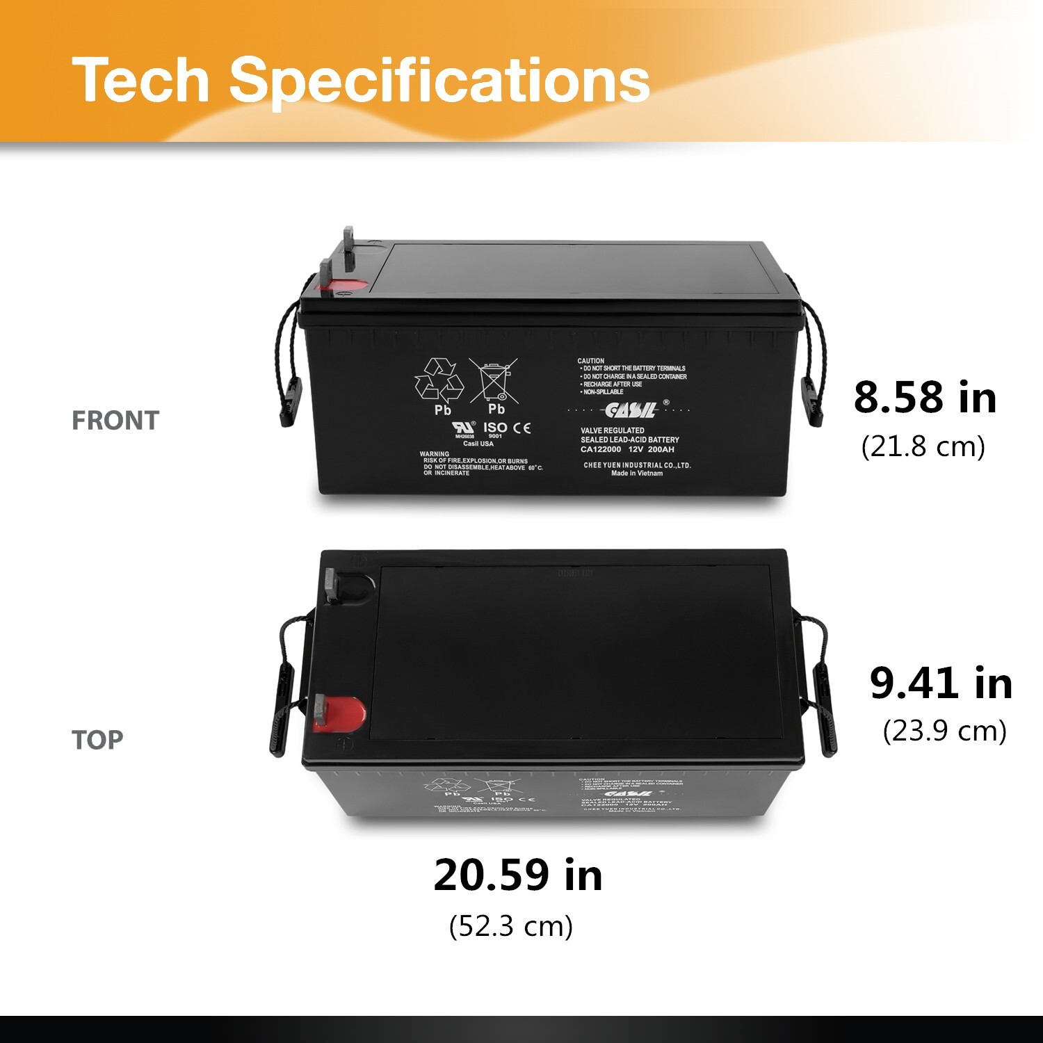 12V 200Ah 4D SLA Replacement Battery for Caterpillar Excavators by ...