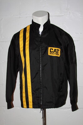 VTG Cat Diesel Power Black & Yellow Zip Front Work Jacket Sz L Large | eBay