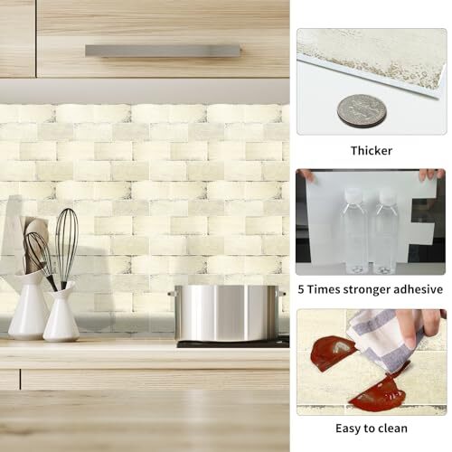 Eco-Friendly Peel & Stick Tiles - Grunge Beige Subway, 10 Sheets | eBay