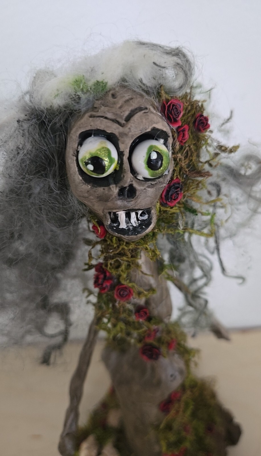 OOAK Creepy Oddity Art Doll Clay Spooky Moss & Roses Skeleton Ghoul ...