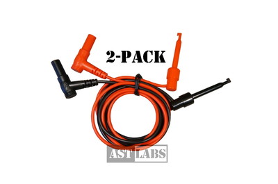 2-pairs Test Lead Mini Hook to Banana Plug Male Right Angle 36" (#995 ...