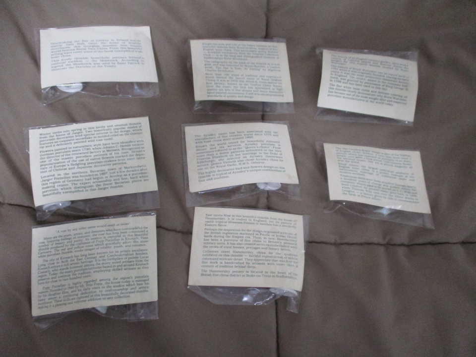 8 Vintage Thimbles from the Thimble Collector's Club - Porcelain and ...