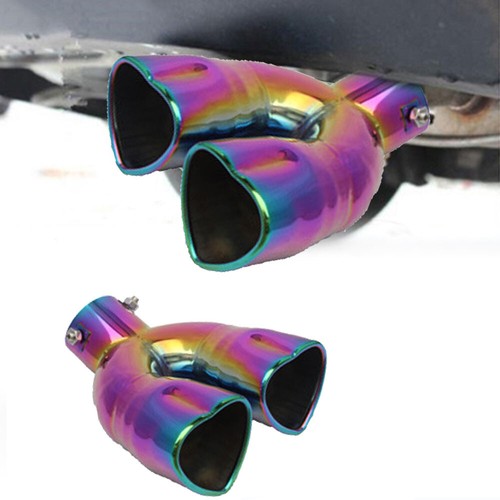 Heart Shaped Stainless Steel 63mm Car Dual Exhaust Tip Neo Tail Muffler ...