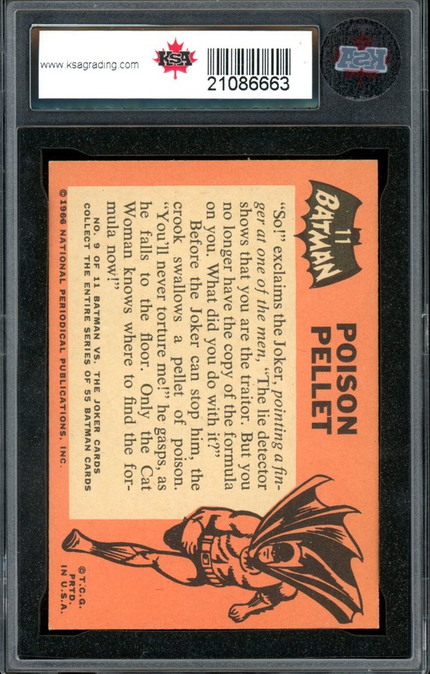 1966 TOPPS BATMAN USA BLACK BAT #11 Poison Pellet Graded KSA 9 MINT ...