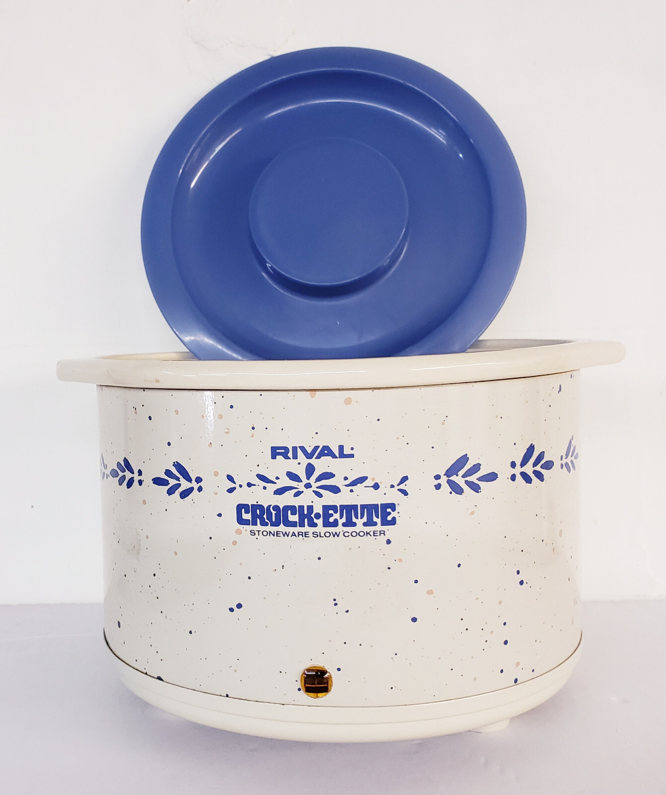 Vintage RIVAL 1 Quart Country Blue CROCK-ETTE Pot Slow Cooker Model ...