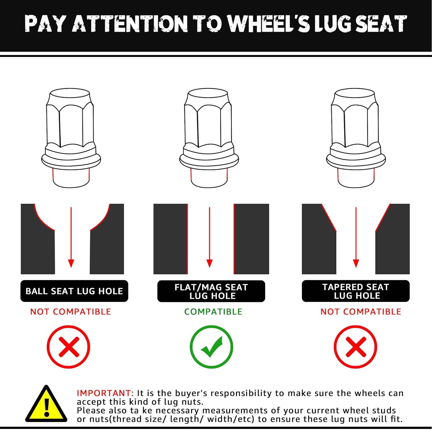 1995-2021 Toyota Tacoma Rear 24 Mag Lug Nuts 12x1.5mm Black Set of 24 ...