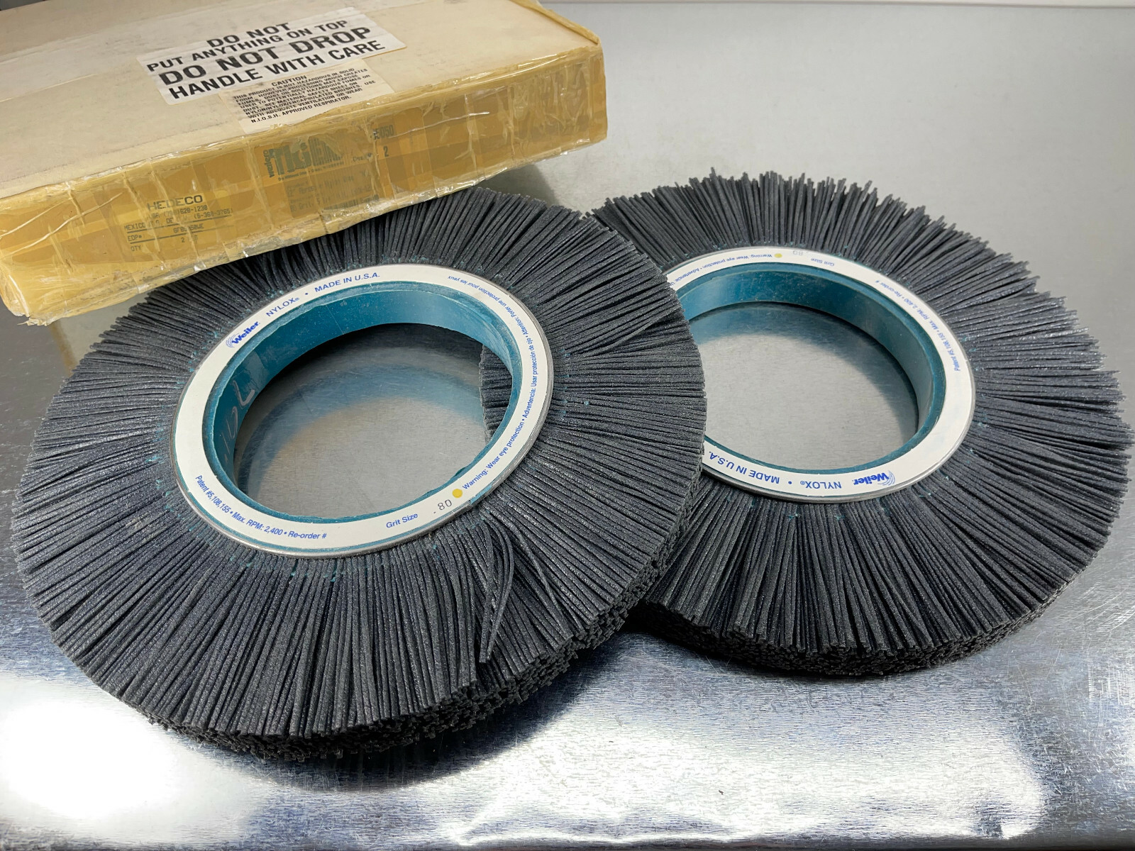 (2) Weiler 85050 12" Nylox Wheel 80 Grit 5-1/4" Abror Hole | eBay