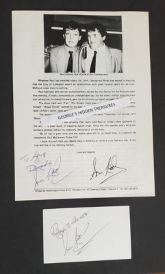 SAM LEACH signed autographed 3x5 card and 8x11 newsletter (Beatles ...