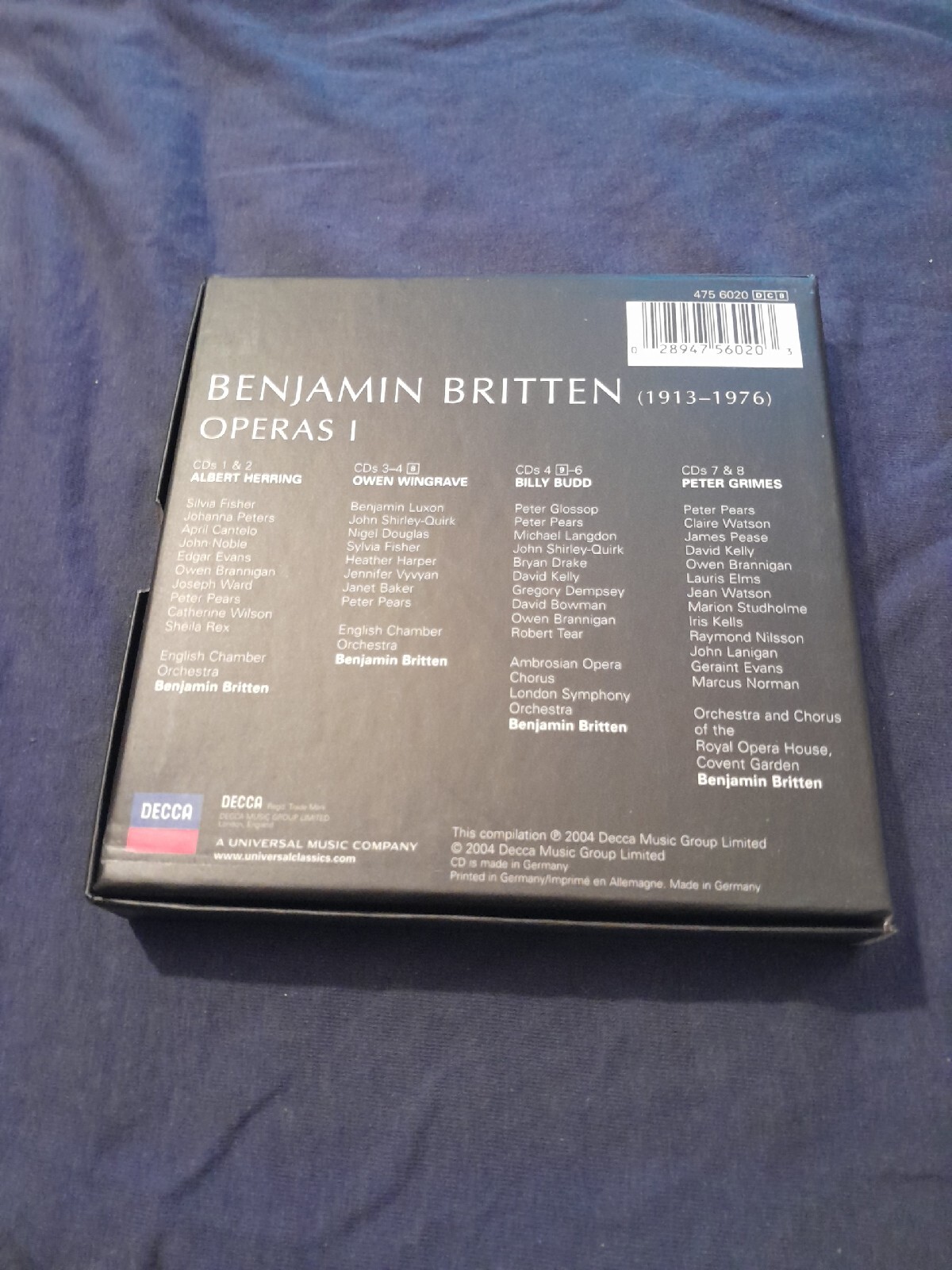 Britten - Effectue Opéras I.Herring Budd Wingr Nouveau Grimes Box 8 CD ...