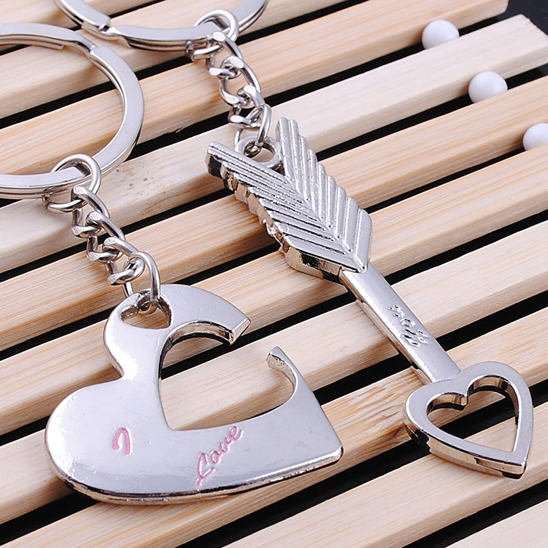 Lover His Her Keychain Keyring Couples Arrow& "I Love You" Heart & Key ...