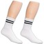 12 Pairs 1 Dozen Crew White Socks with 2 Black Stripes Classic Retro ...
