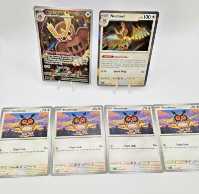 Pokemon 141 Noctowl Black Star Promo Full Art Holo Card 115 and Hoot (4 ...