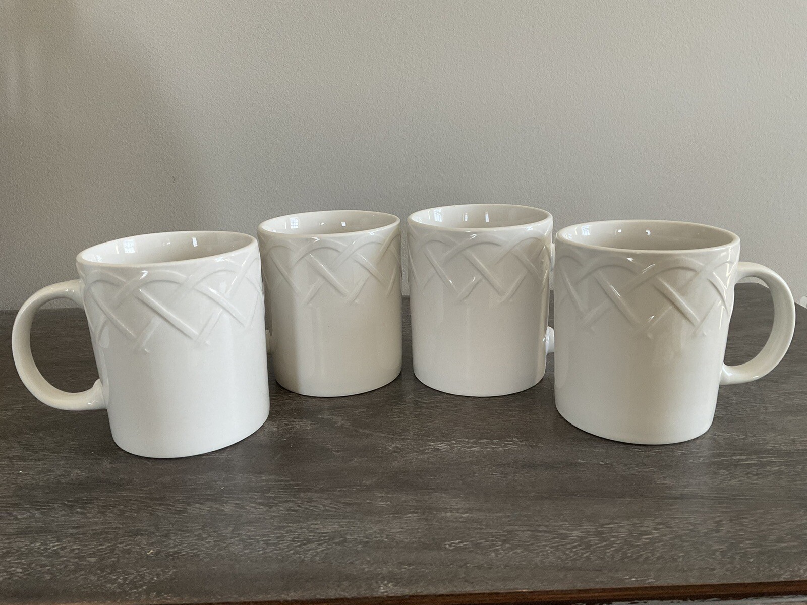 Oneida Picnic Coffee Mug Cup White 10 oz Farmhouse Style Mugs Set 4 | eBay