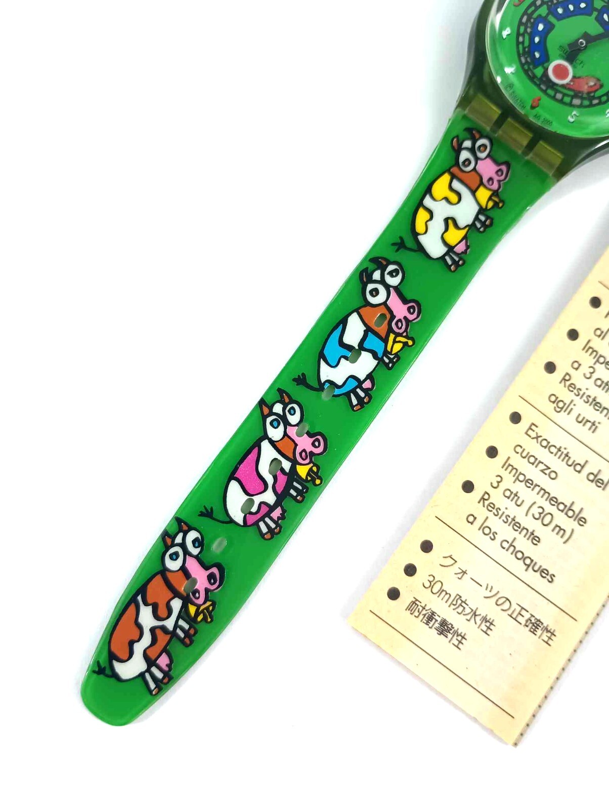 Vintage 2000 Swiss Swatch Standard Original Crazy Train Cows Green ...
