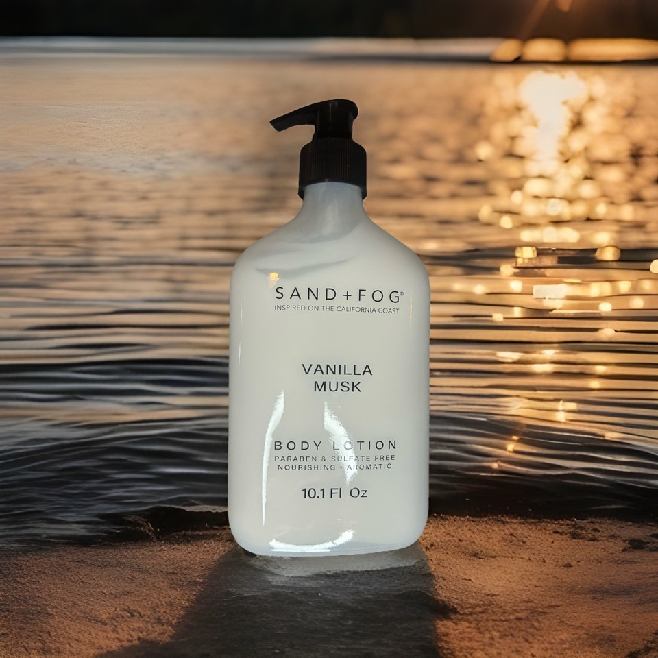 Sand + Fog Vanilla Musk Body Lotion 10.1 Oz New Pump Glass Bottle | eBay