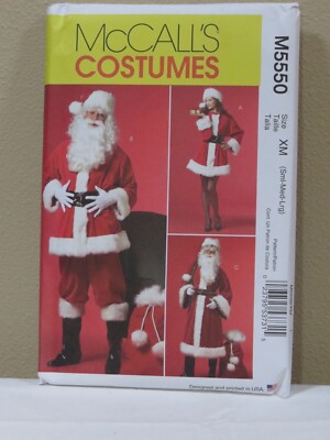 SALE NEW Uncut McCall's M5550 Santa Unisex Suit Outfit Coat Hat Boots ...