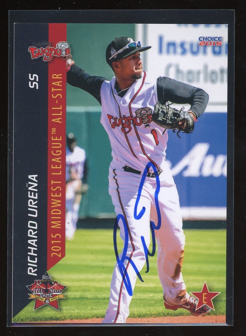 2015 Lansing Lugnuts RICHARD URENA Signed Card autograph auto BLUE JAYS ...