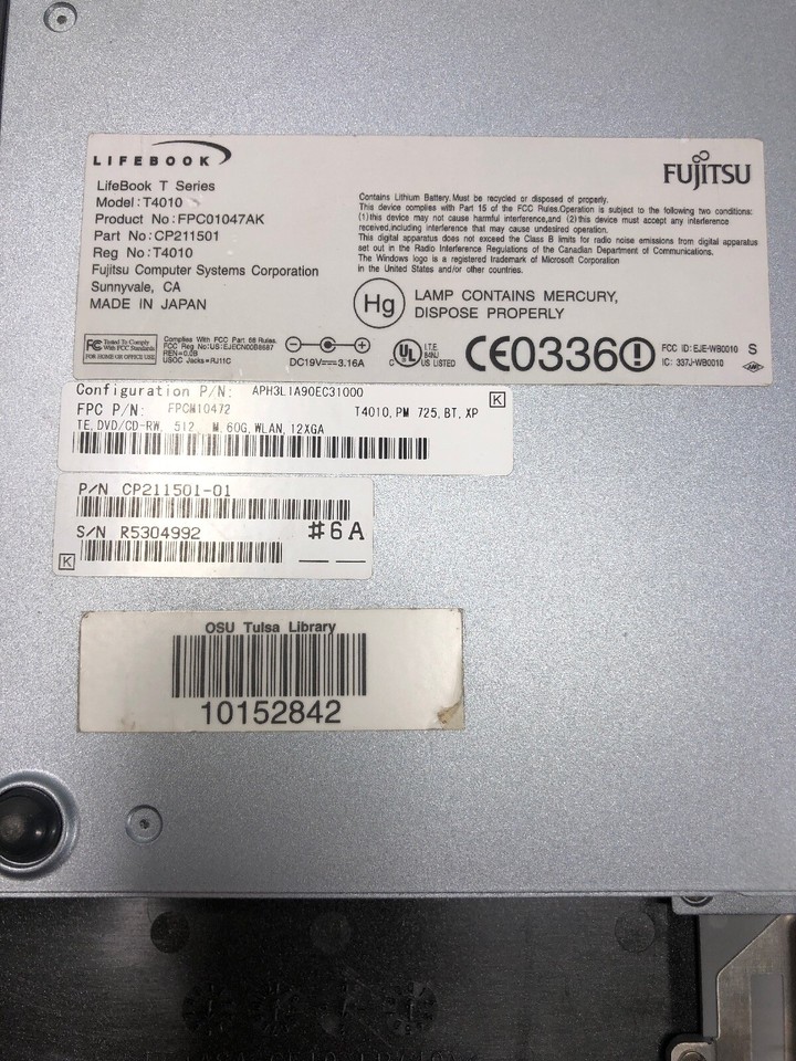 LOT Of 2 Fujitsu Lifebook T Series T4010 Tablet 1GB Ram No Hard drive ...