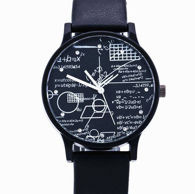 Modern Novelty Wrist Watches w/Math Equations on Dial & Leather Bands ...