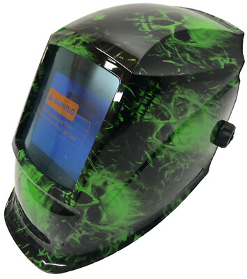 Hydro Dipped Welding Helmet AUTO DARK WHAM30 Series Alien Green Flaming ...