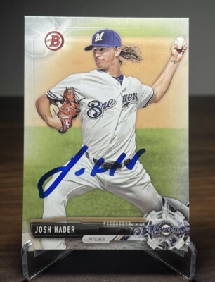 Rookie Josh Hader Autographed 2017 Bowman Baseball Card #BP106 Brewers ...