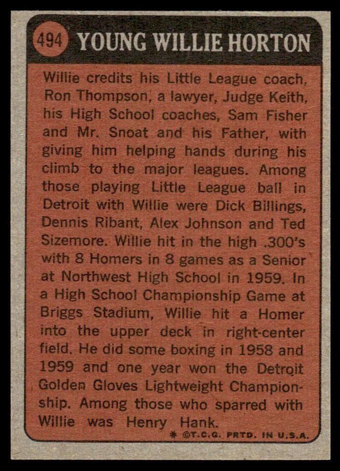 1972 Topps Willie Horton Detroit Tigers #494 | eBay
