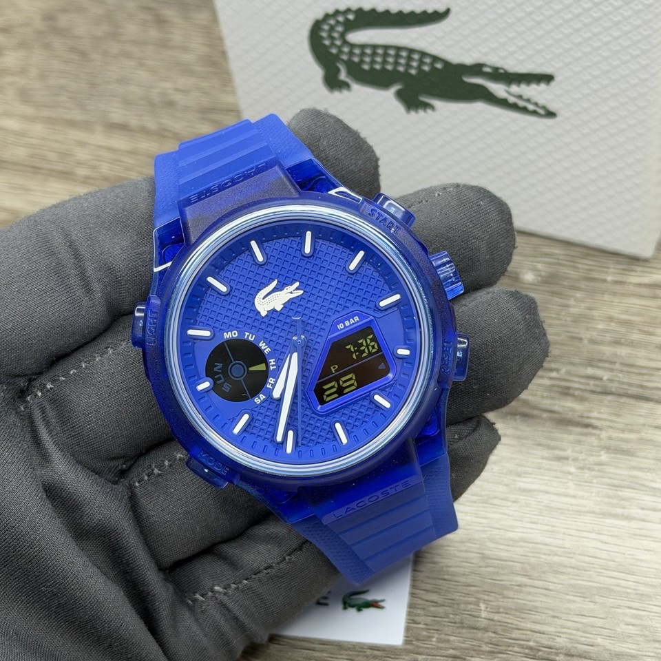 NEW Lacoste LC33 Analog & Digital Blue Silicone Strap Men Watch 45mm ...