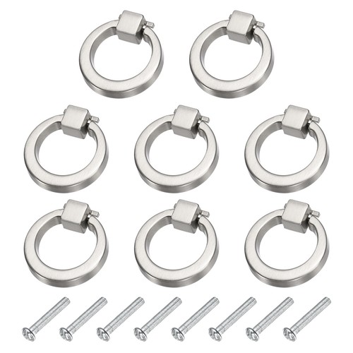 8Pcs Drawer Pulls Rings, 1.6" Zinc Alloy Solid Furniture Ring Pull ...