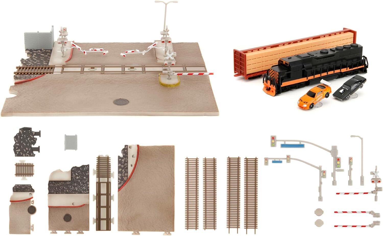 JADA Fast & Furious Final Race Train Nano Scene & 2 1.65" Die-Cast Cars ...