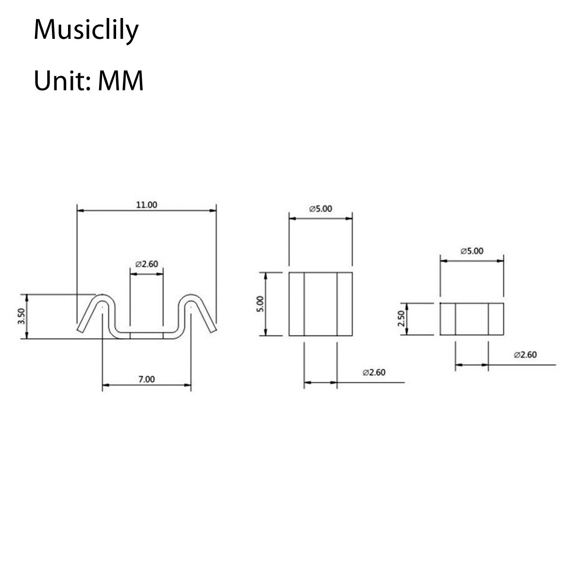 Musiclily 2Pcs Black Metal Vintage Guitar String Tree Guide Retainer ...