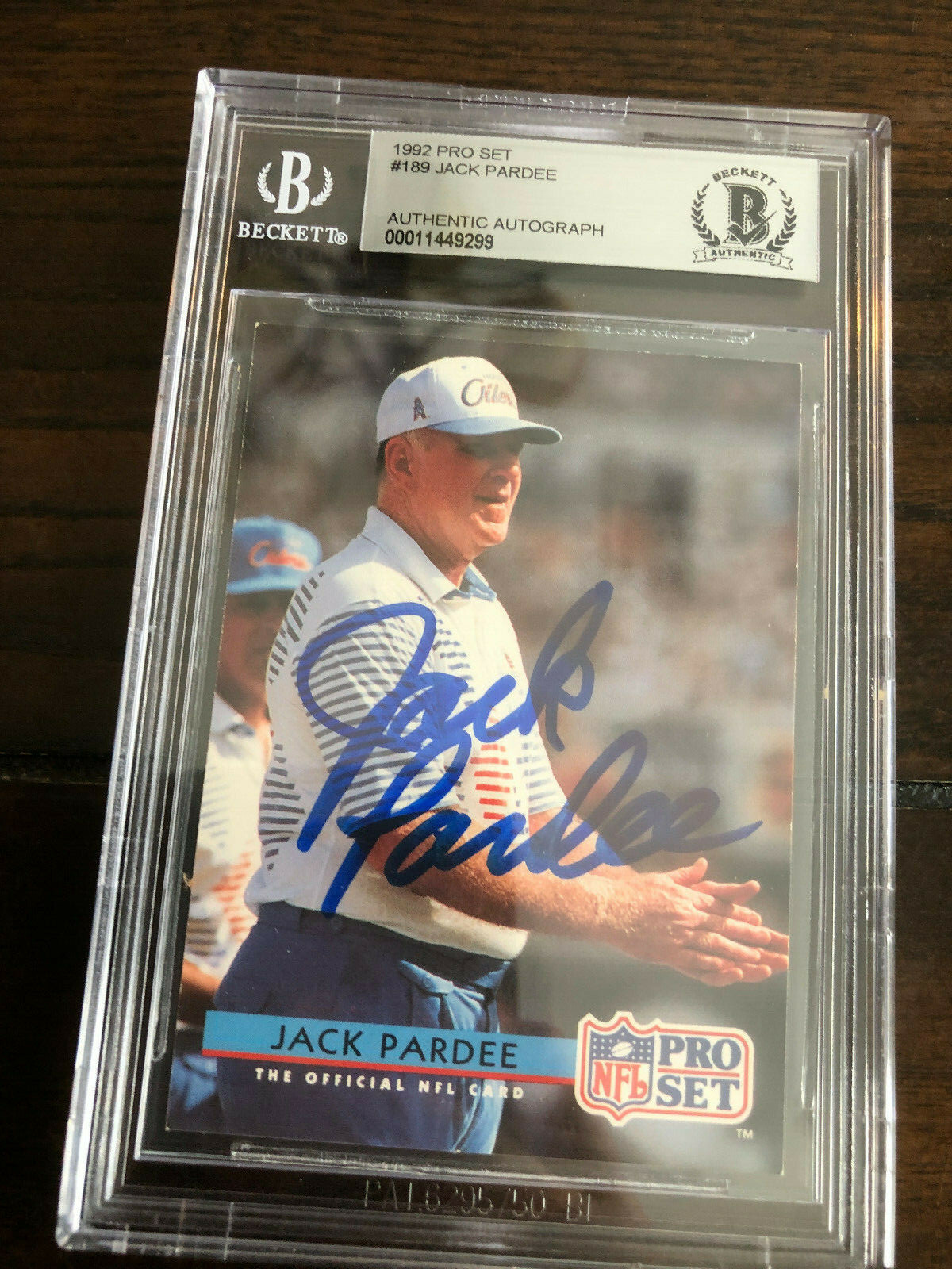 1992 Pro Set #189 Jack Pardee Signed Trading Card Oilers Beckett ...