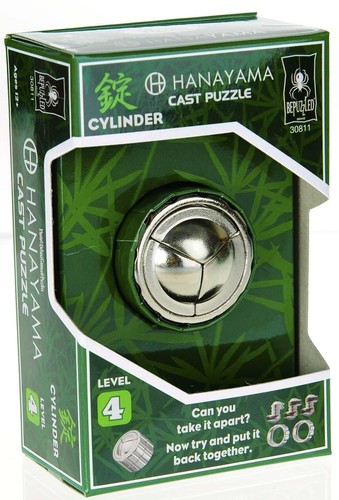 Hanayama Level 4 Cast Metal Brain Teaser Puzzle - Cylinder 23332308118 ...