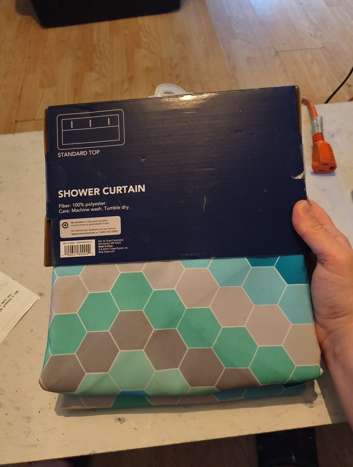 Room Essentials Fabric Shower Curtain 72" x 72" Blue Multi Chevron ...
