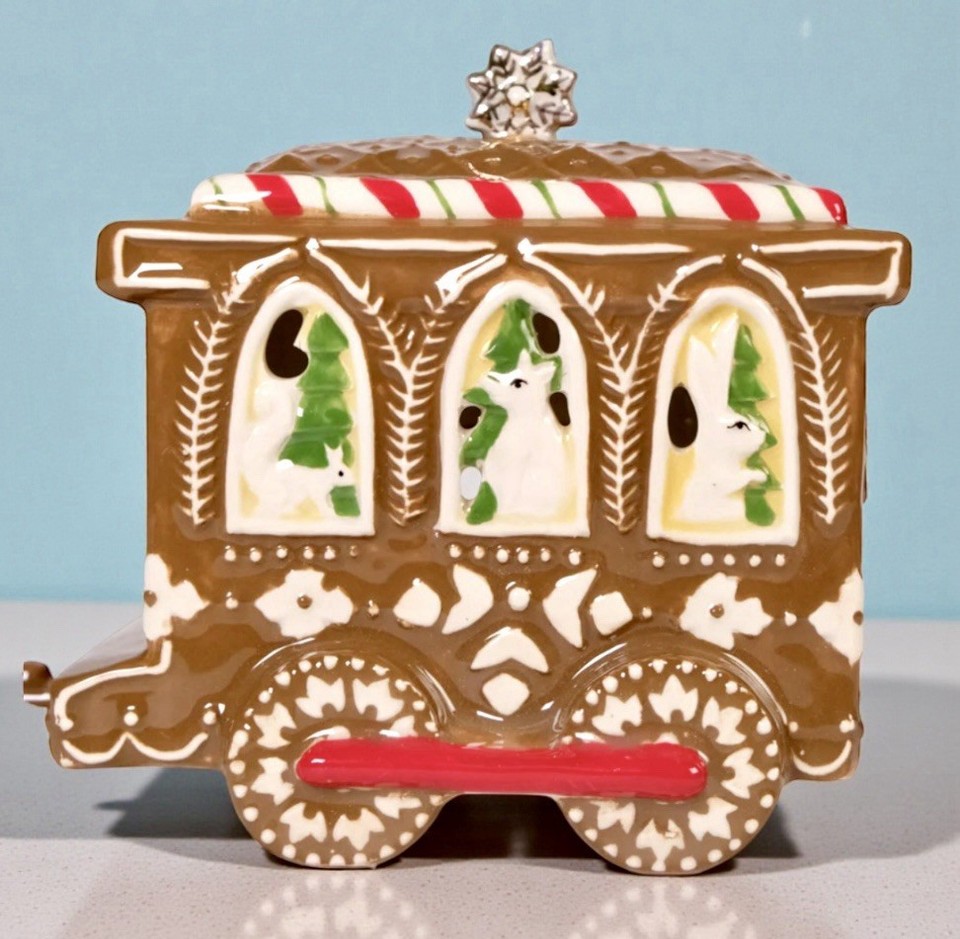 Blue Sky Christmas WOODLAND GINGERBREAD TRAIN Candle House NIB Auth ...