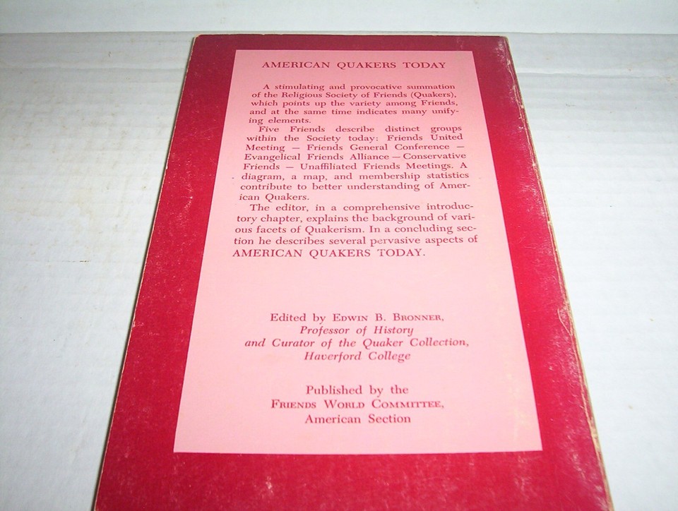 AMERICAN QUAKERS TODAY - Edwin B. Bronner (Editor) 1966 | eBay