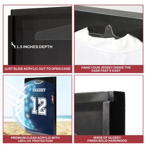 Jersey Shadow Box, Jersey Display Case Black, Cherry, or Golden Oak | eBay