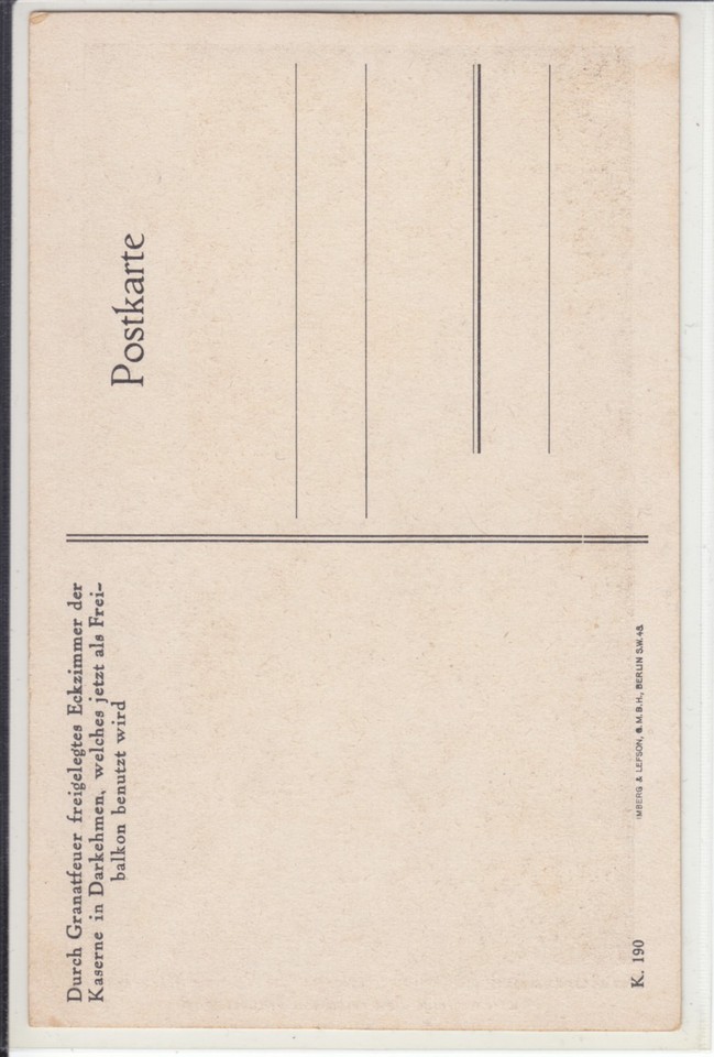 AK Osjorsk, Озёрск, Darkehmen, Kaserne nach Granatfeuer, um 1916 1 WK ...