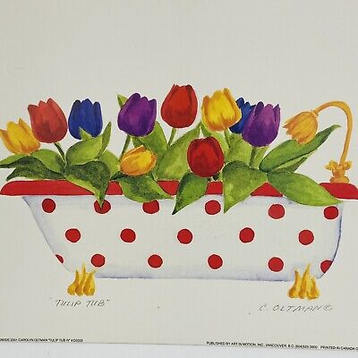 Carolyn Oltman Signed Art Print Red "TULIP TUB" | eBay