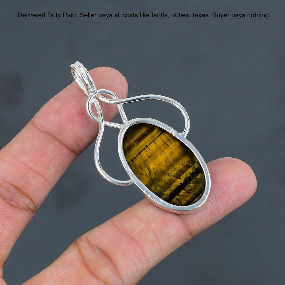 925 Silver Oval Natural Tiger's Eye Wedding Elegant Bezel Sister ...